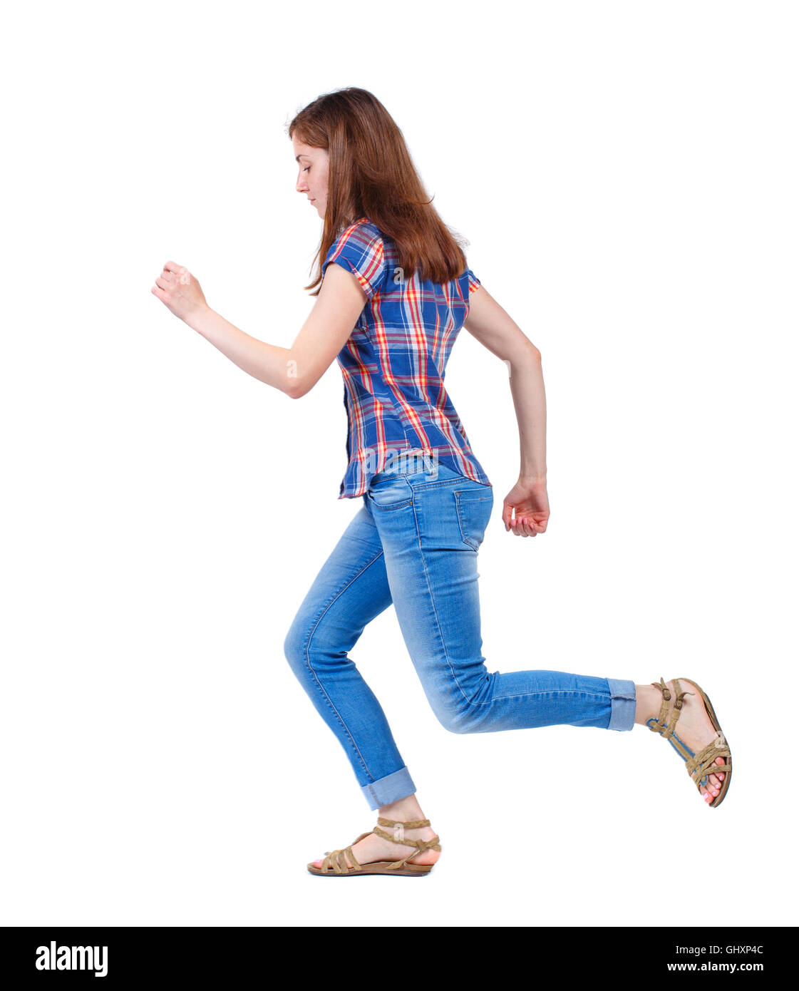 side view of running woman Stock Photo - Alamy