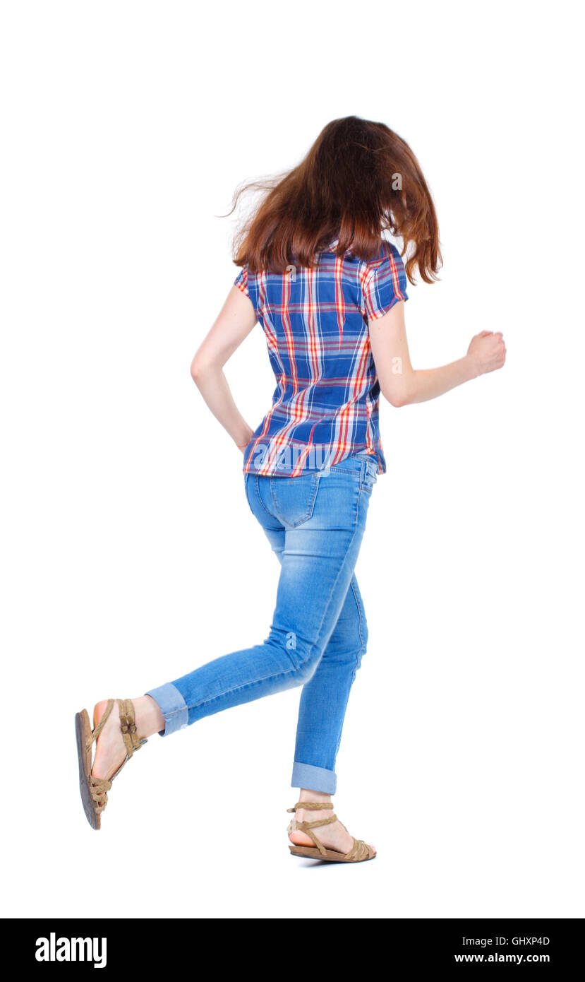 back view of running woman Stock Photo - Alamy