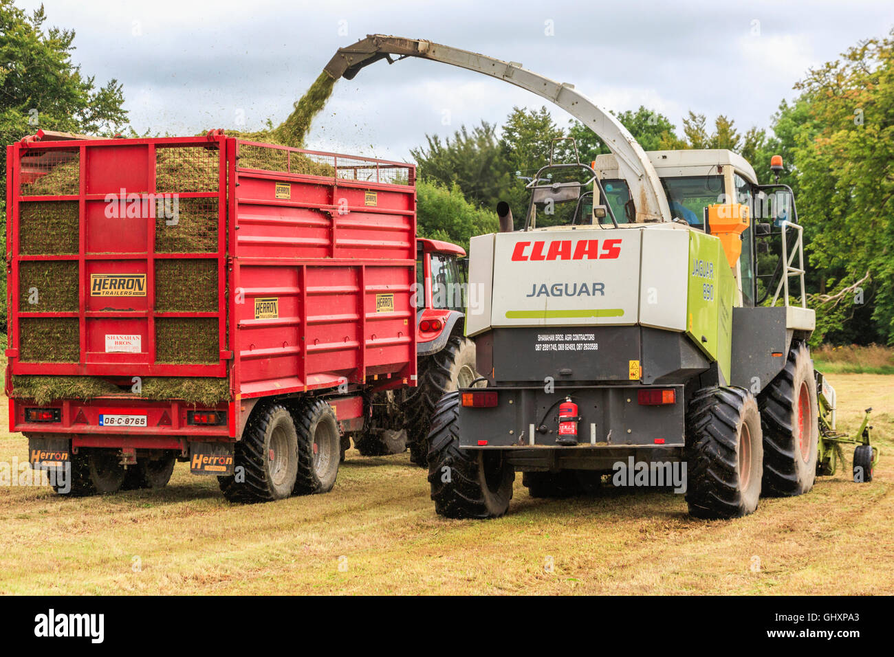 Grass cutting and Silage making on Irish farm. County Limerick Stock ...