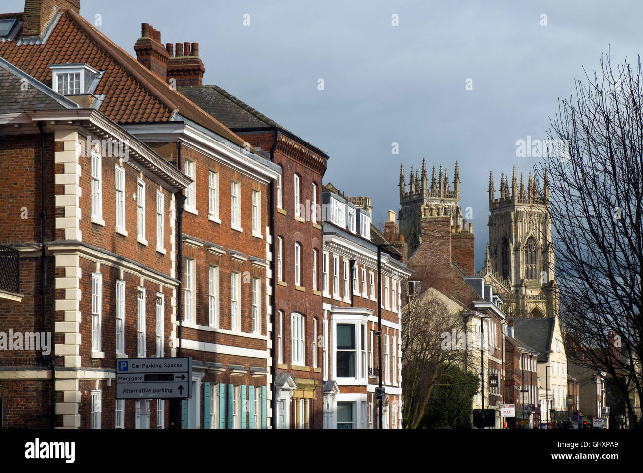 Traditional street architecture approaching the city walls and York ...