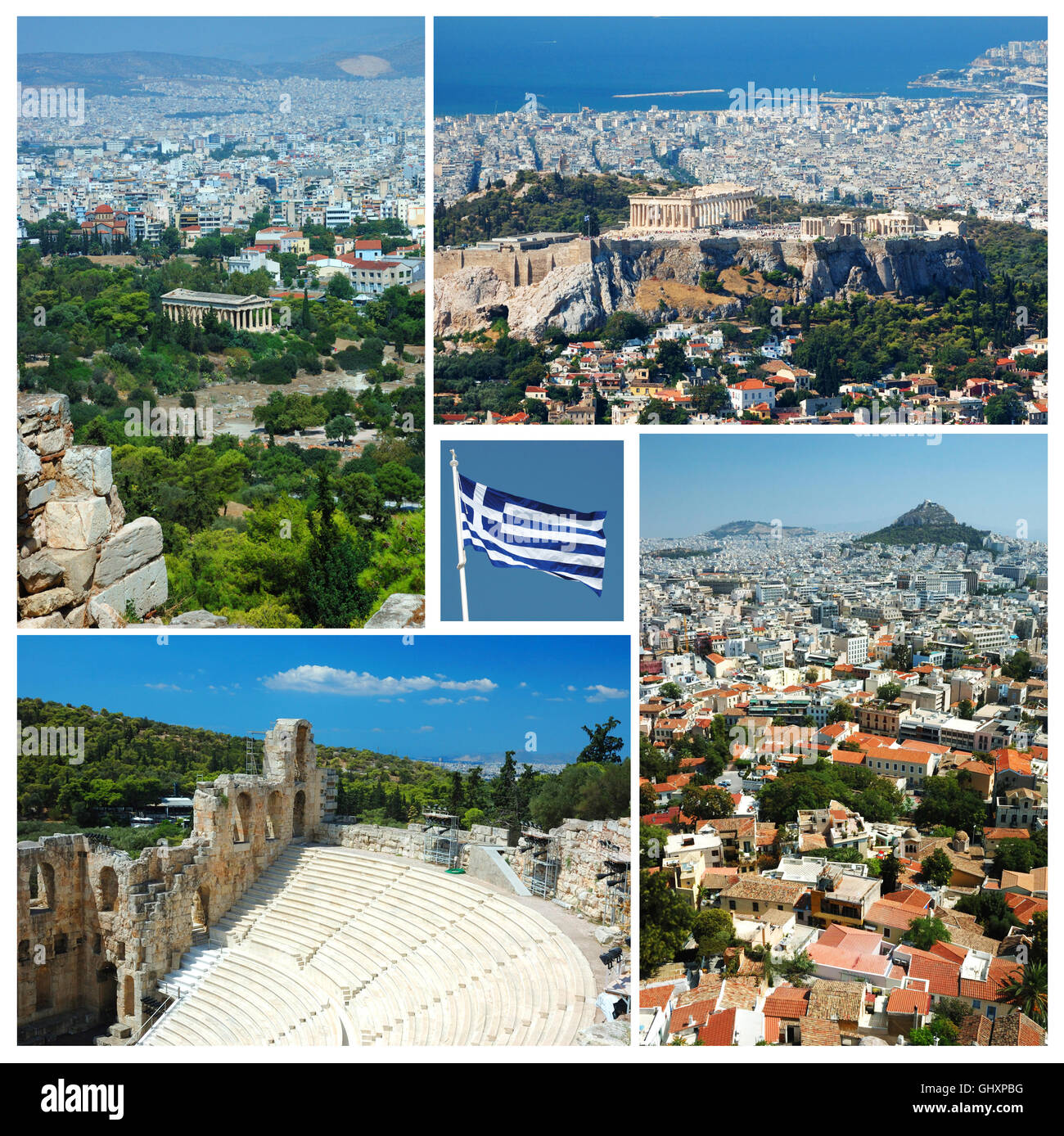 Collage of Athens landmarks , Greece Stock Photo - Alamy