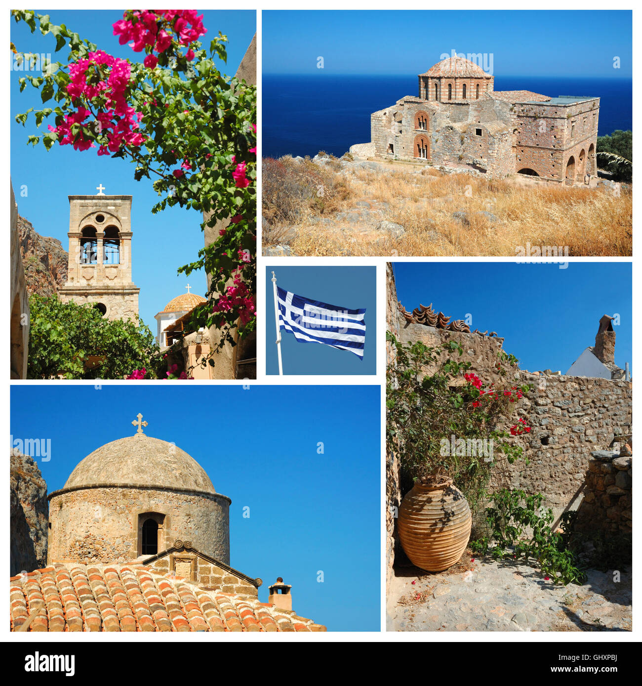 Collage of Greek landmarks Stock Photo - Alamy