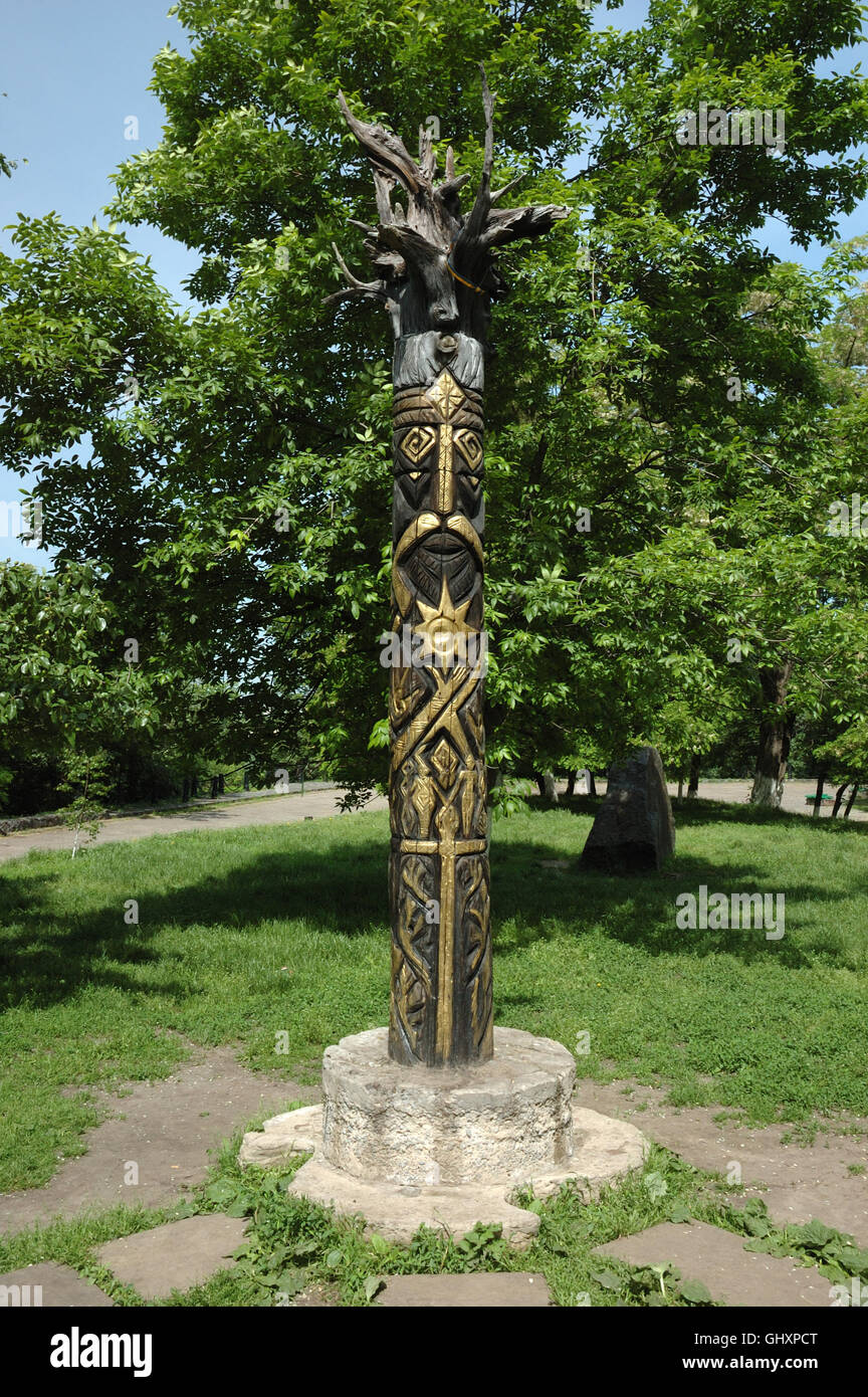 Wooden pagan's idol of Perun - god of Thunder in Slavic mythology Stock ...