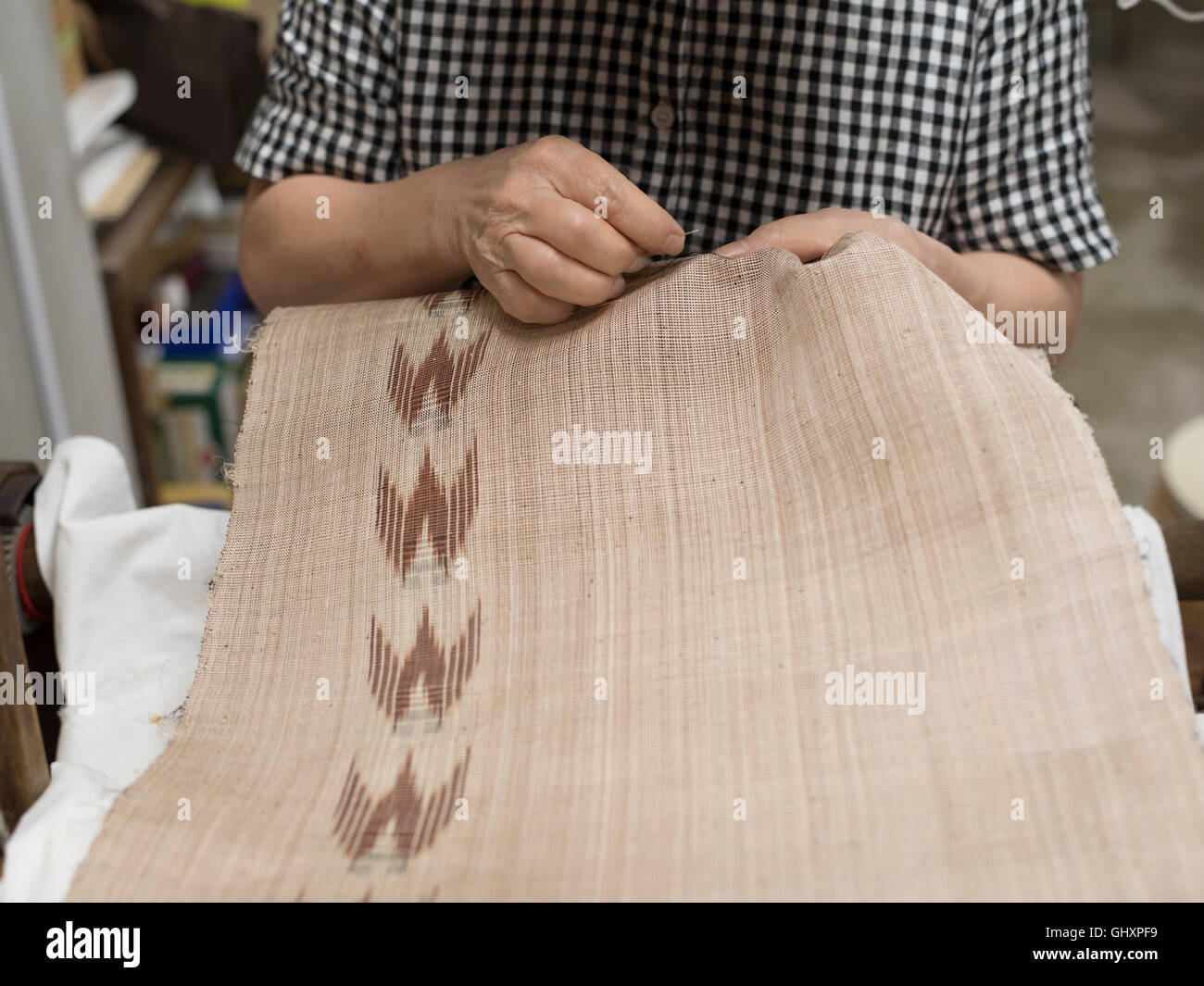 Bashofu production at Ogimi Village Bashofu Hall, Kijoka, Ogimi ...