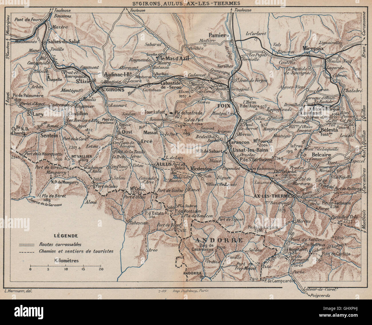 ARIÈGE. St. Girons Aulus Ax-les-Thermes Foix. Pyrénées. Vintage hiking ...