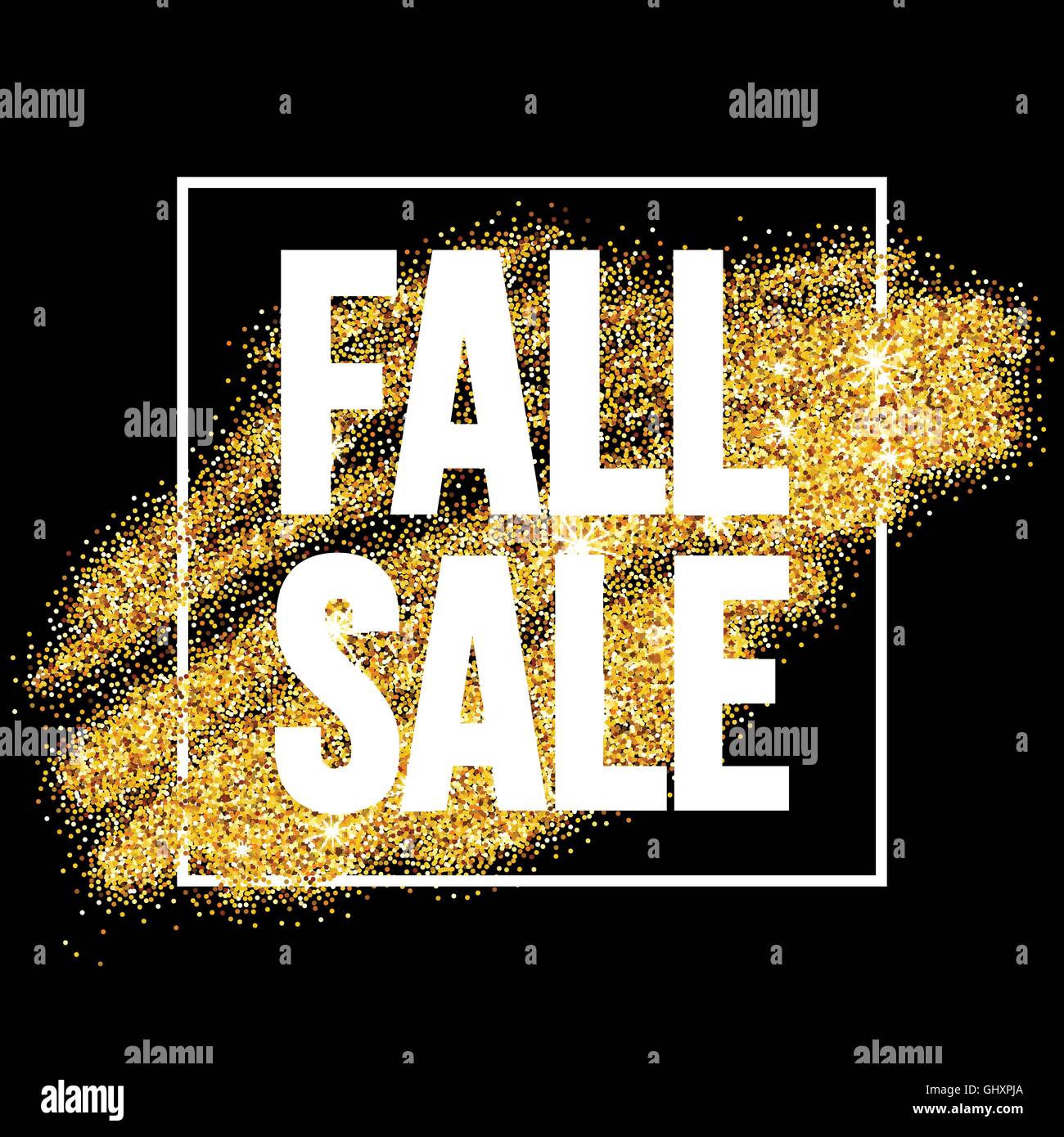 Fall Sale promo label. Golden glitter template for banner, poster ...