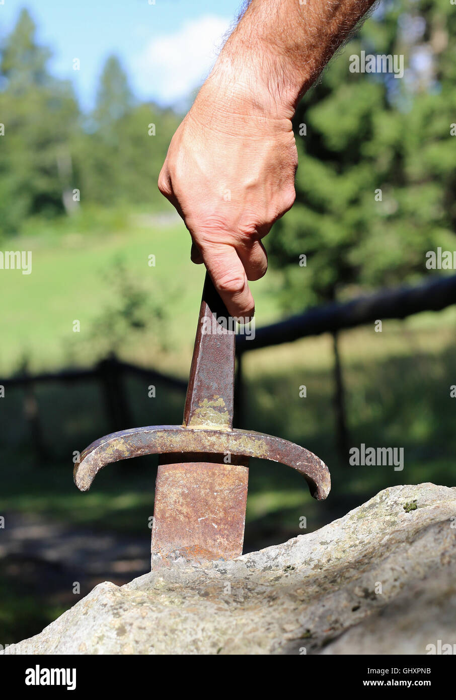 Excalibur sword pulling hi-res stock photography and images - Alamy