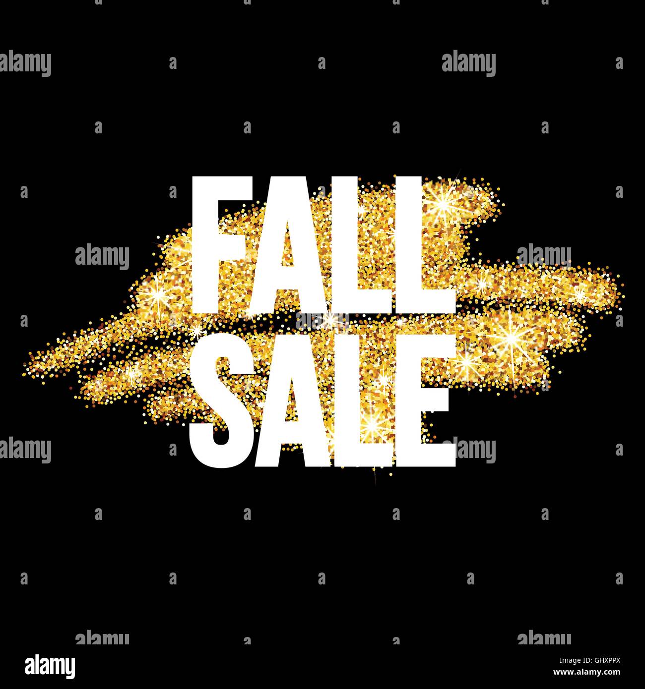 Fall Sale promo label. Golden glitter template for banner, poster ...