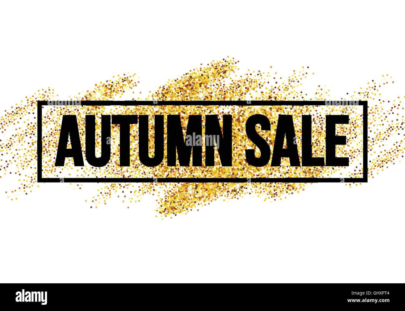 Fall Sale promo label. Golden glitter template for banner, poster ...