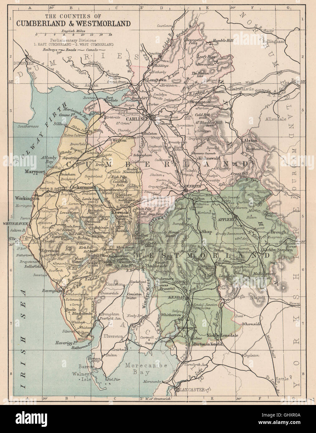 Westmorland england map hi-res stock photography and images - Alamy