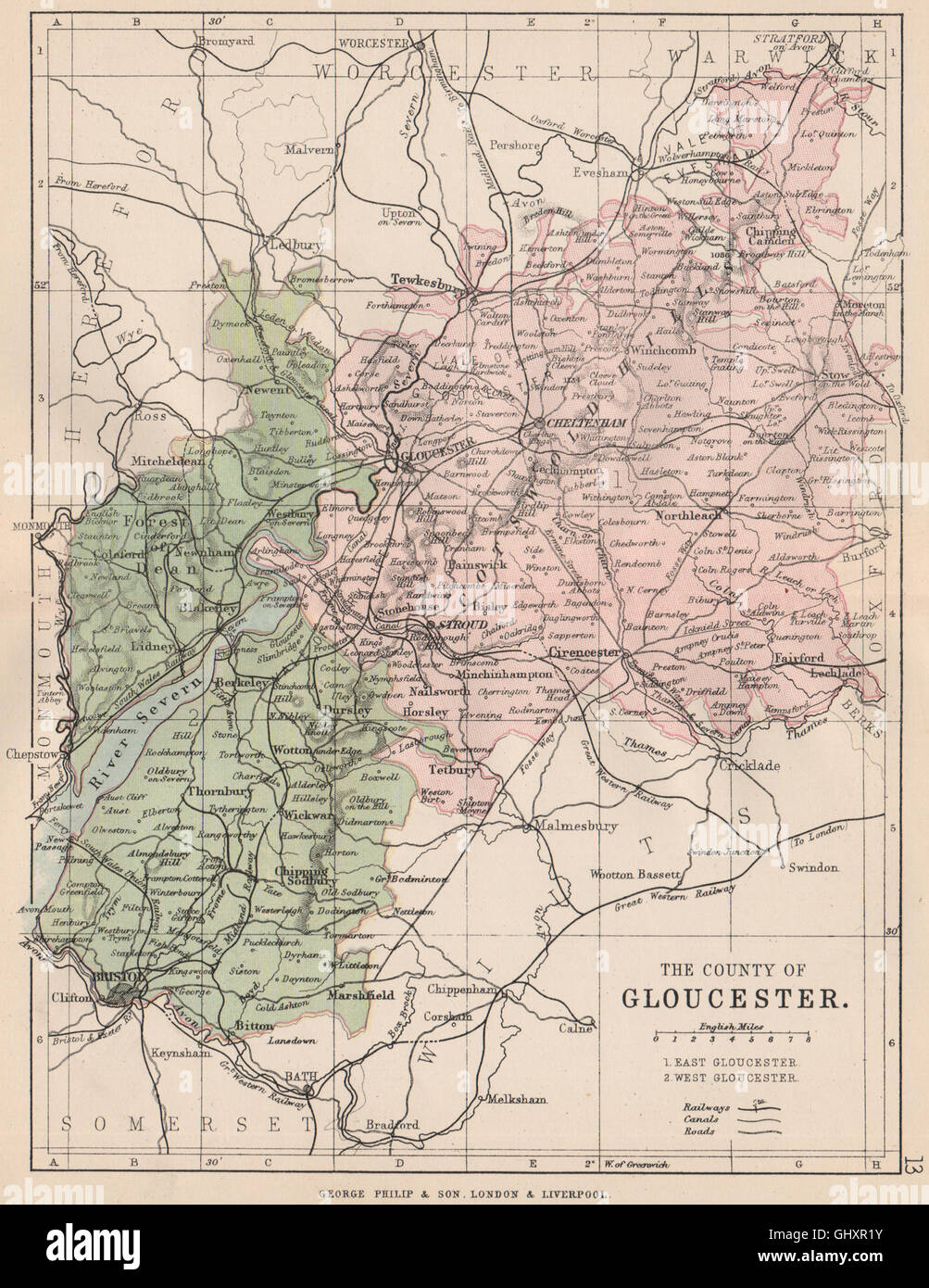 Gloucestershire map hi-res stock photography and images - Alamy