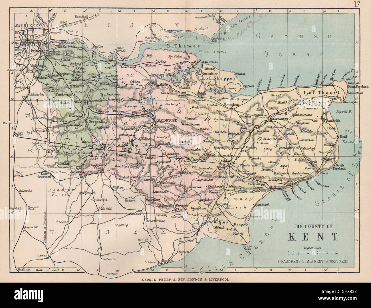 Antique map of kent hi-res stock photography and images - Alamy