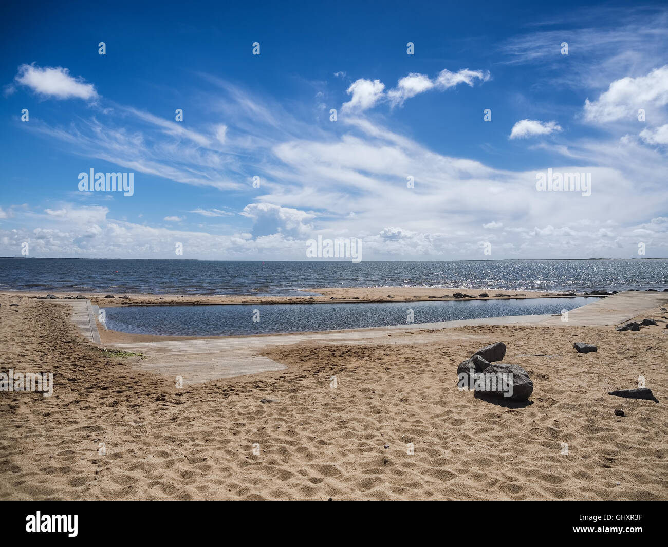 Tidal water pool in Hjerting near Esbjerg, Denmark Stock Photo - Alamy