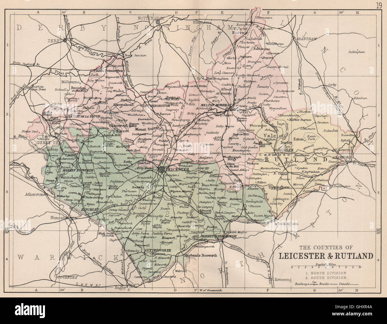 Leicester county map hi-res stock photography and images - Alamy