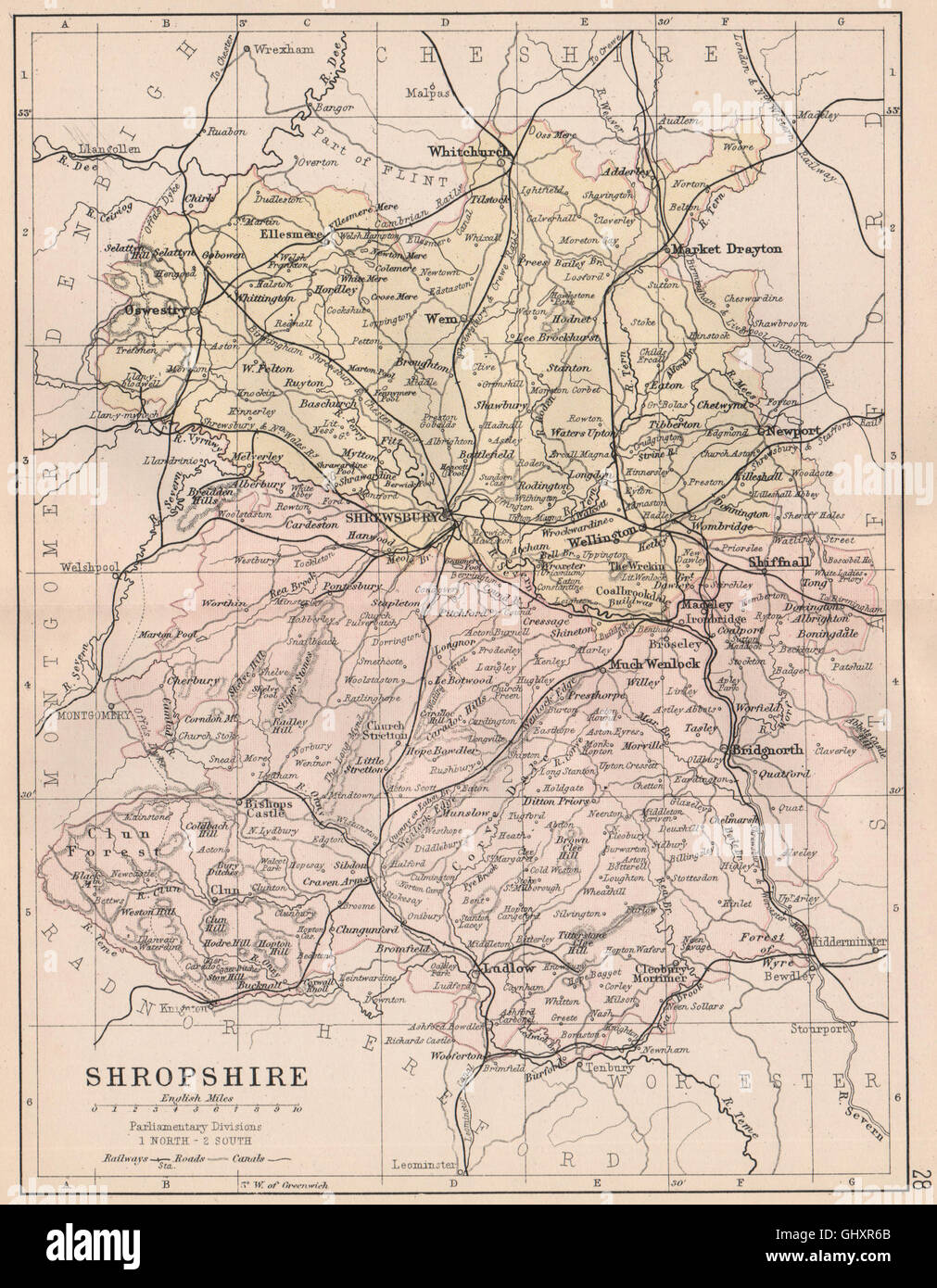 Shropshire map 19th century hi-res stock photography and images - Alamy