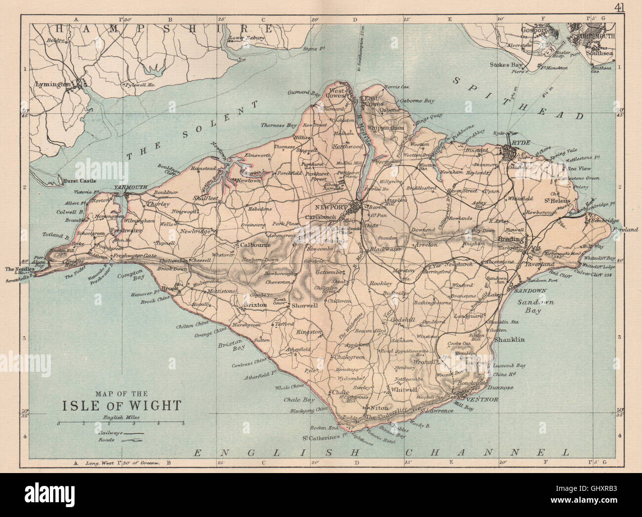 ISLE OF WIGHT: Antique map. Railways roads. Constituencies. PHILIP ...