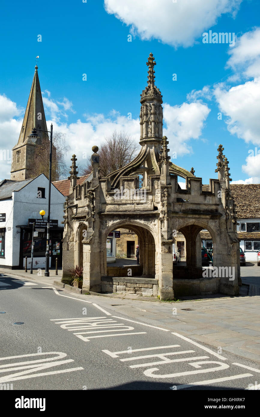 Historic Market Cross in spring sunshine, Malmesbury, Wiltshire, UK ...