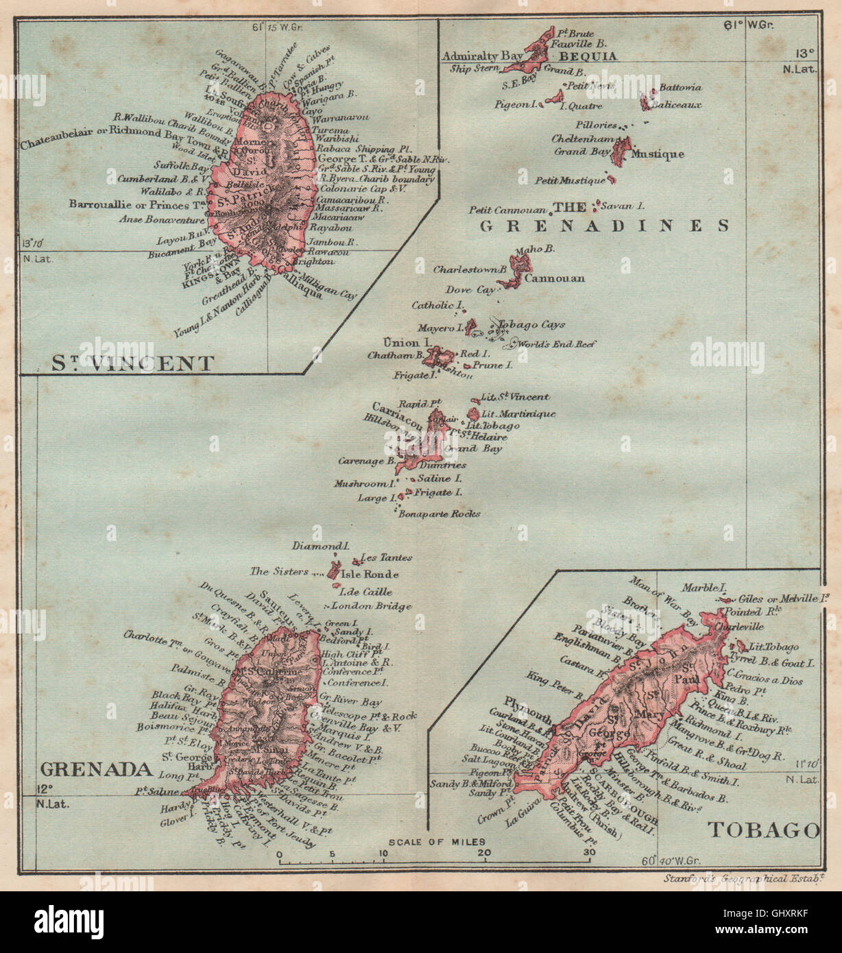 Vintage grenada map hi-res stock photography and images - Alamy