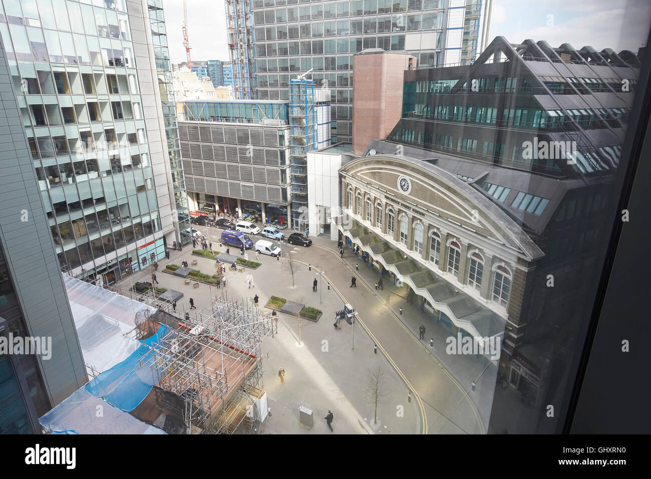 Elevated view of urban square at Fenchurch Street Station. 70 Mark Lane ...