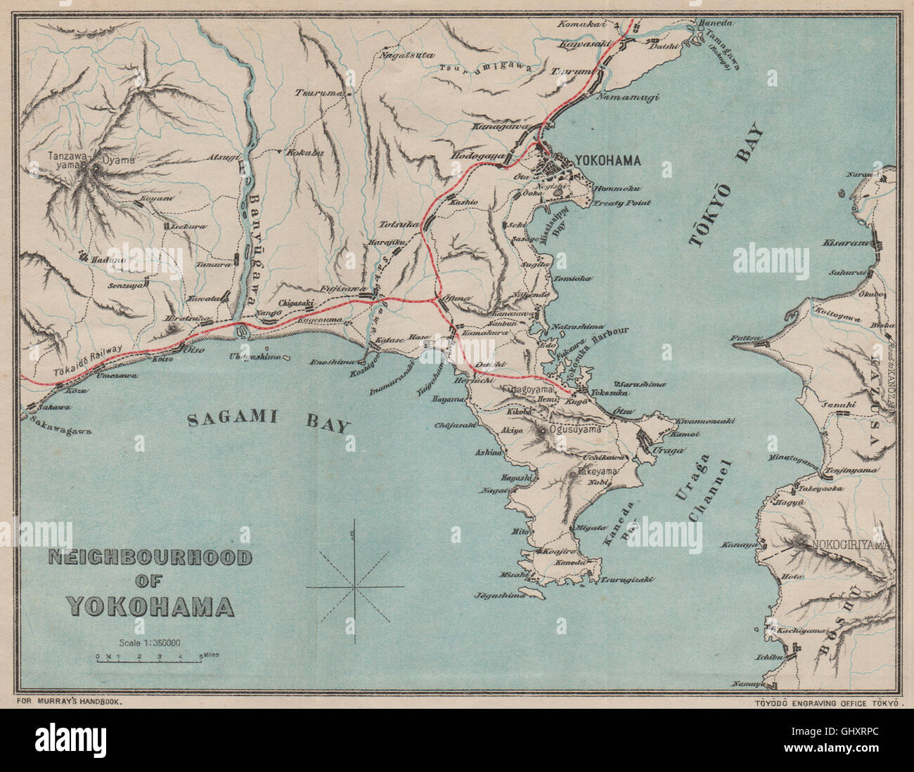 YOKOHAMA AREA. Tokyo bay. Sagami Bay. Japan. MURRAY, 1901 antique map ...
