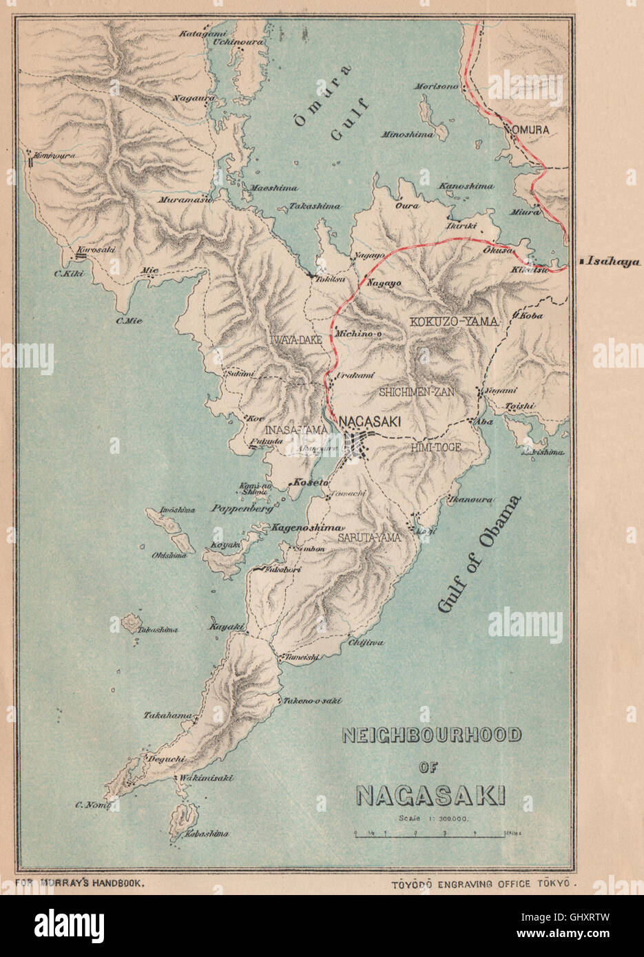 NAGASAKI AREA. Omura Gulf. Gulf of Obama. Japan. Railways. MURRAY, 1901 ...