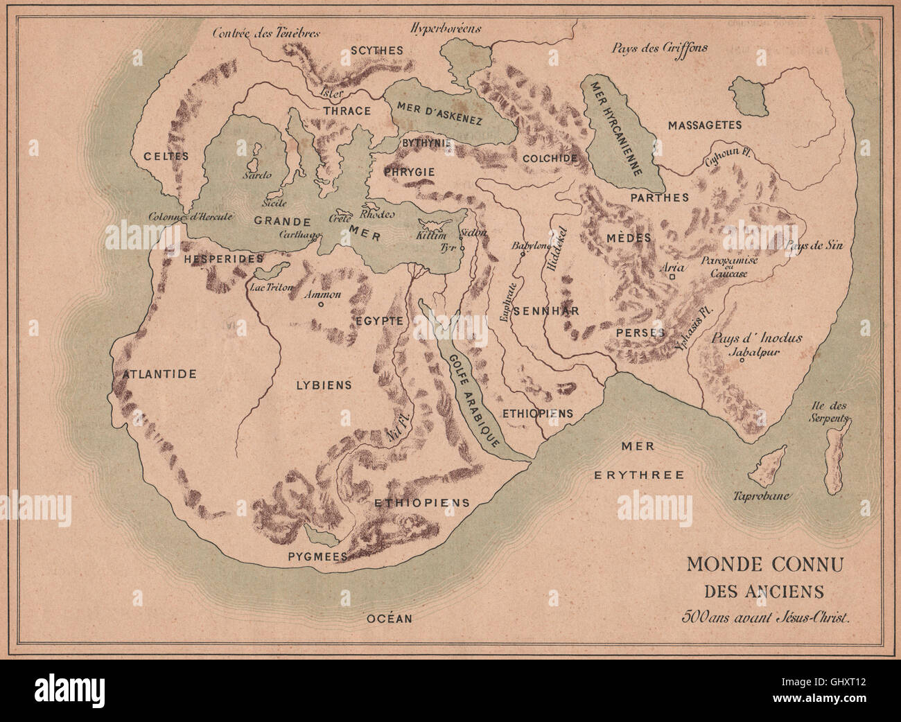 ANCIENT WORLD. Monde Connu des Anciens, 1887 antique map Stock Photo ...