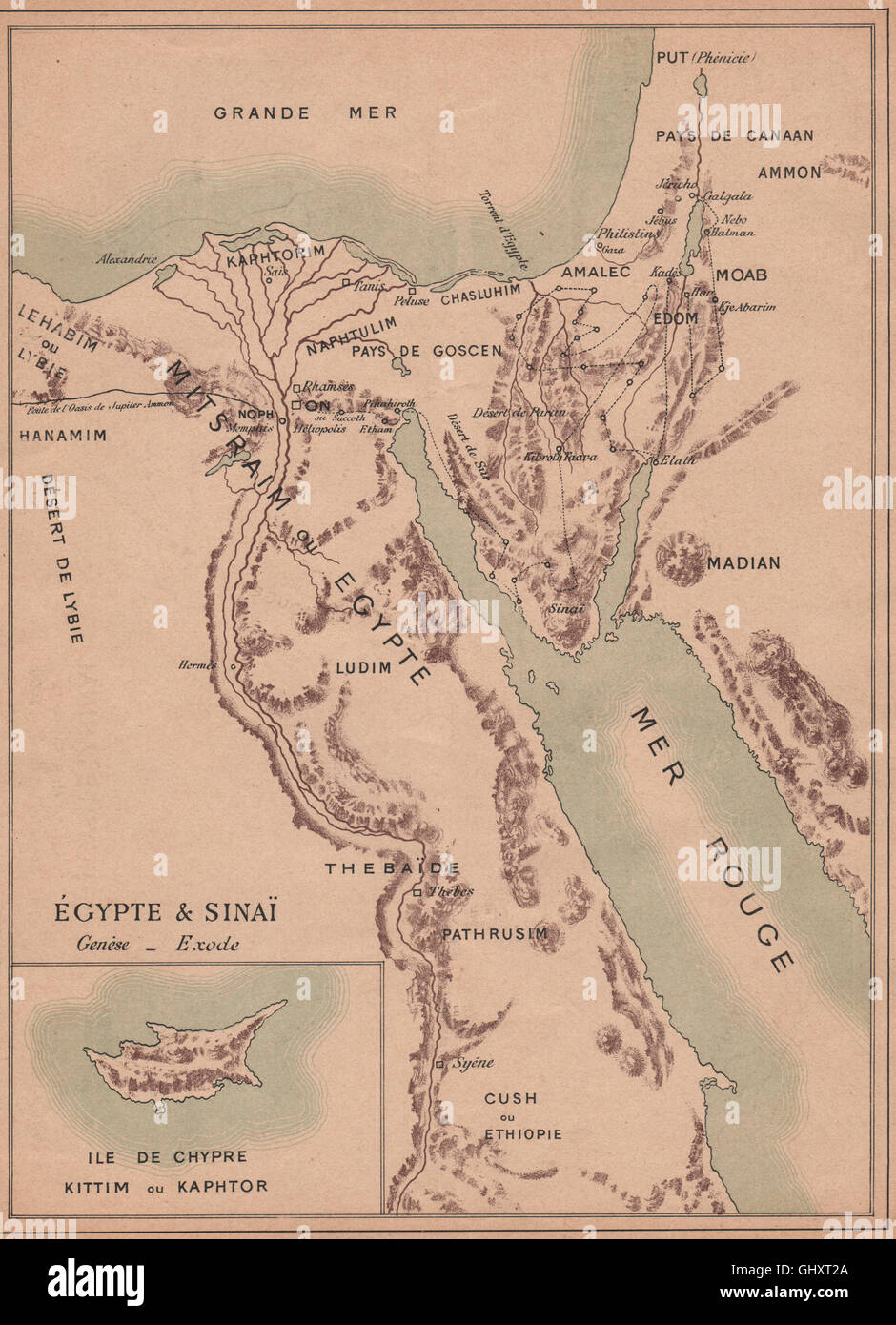 BIBLICAL EGYPT. Egypt & Sinaï Sinai. Cyprus Chypre Kittim Kaphtor, 1887 ...
