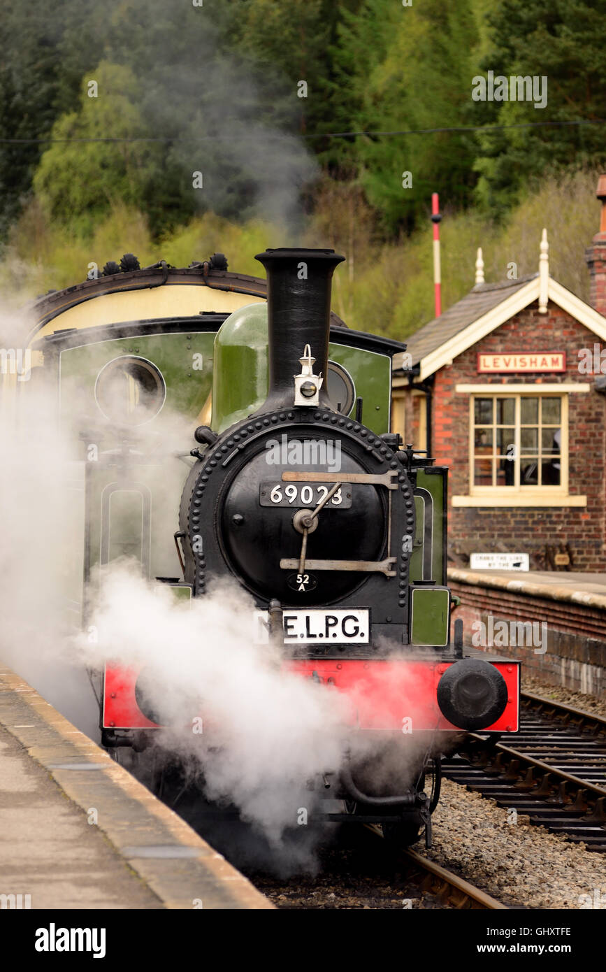 Class J72 0-6-0 tank locomotive No 69023 with observation coach, at ...
