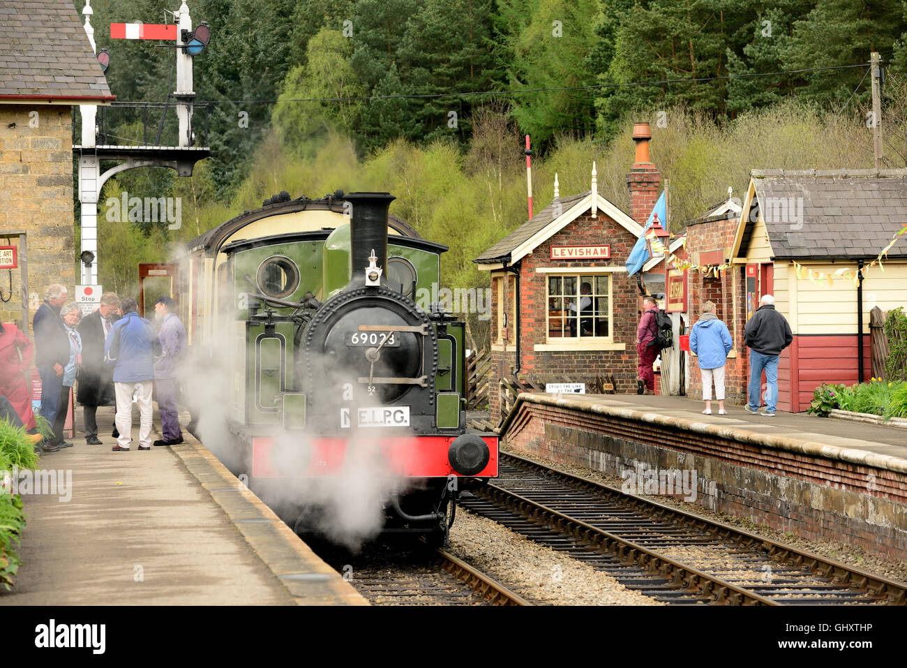 Class J72 0-6-0 tank locomotive No 69023 with observation coach, at ...