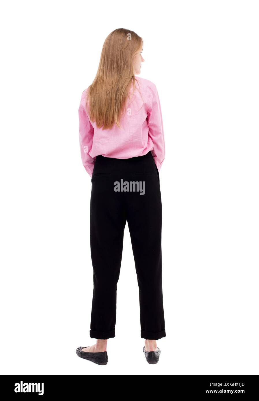 back view of standing young beautiful woman Stock Photo - Alamy