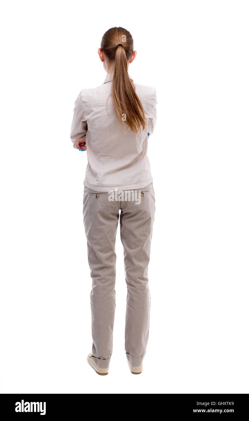 back view of standing young beautiful woman Stock Photo - Alamy