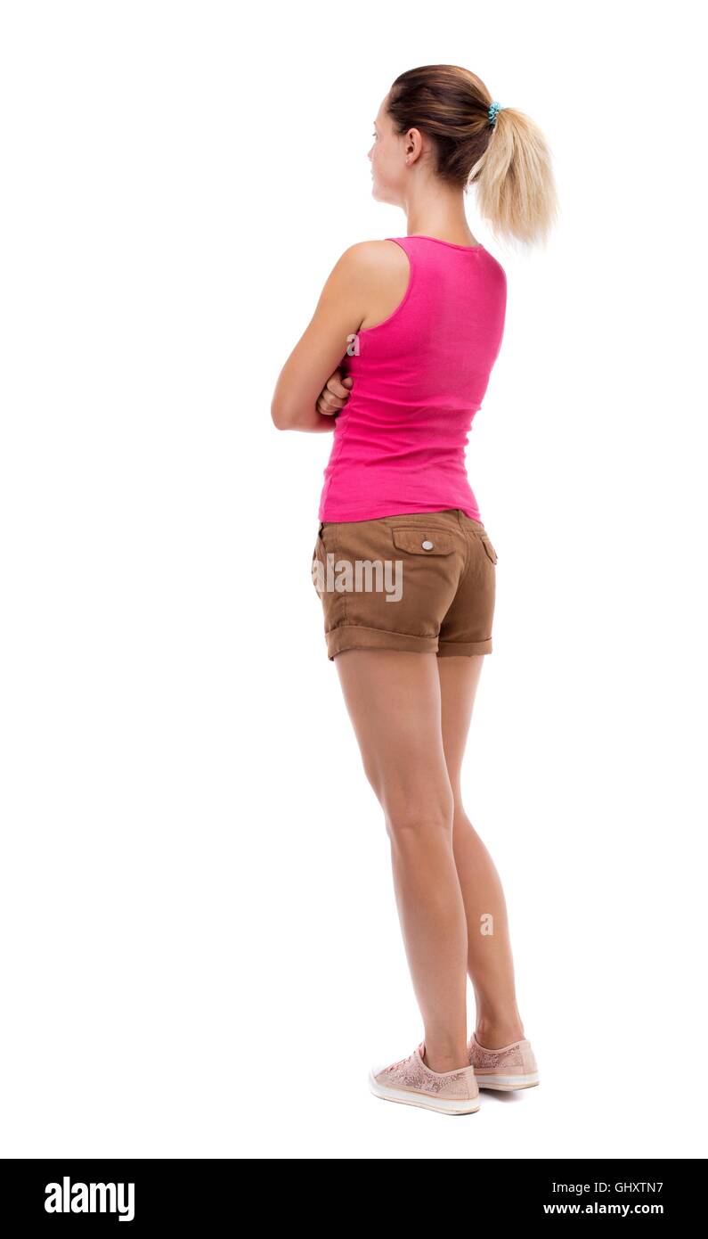back view of standing young beautiful woman Stock Photo - Alamy