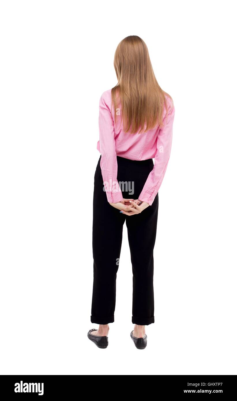 back view of standing young beautiful woman Stock Photo - Alamy