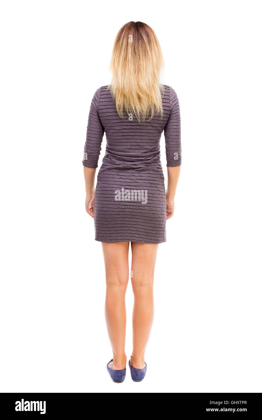 back view of standing young beautiful woman Stock Photo - Alamy