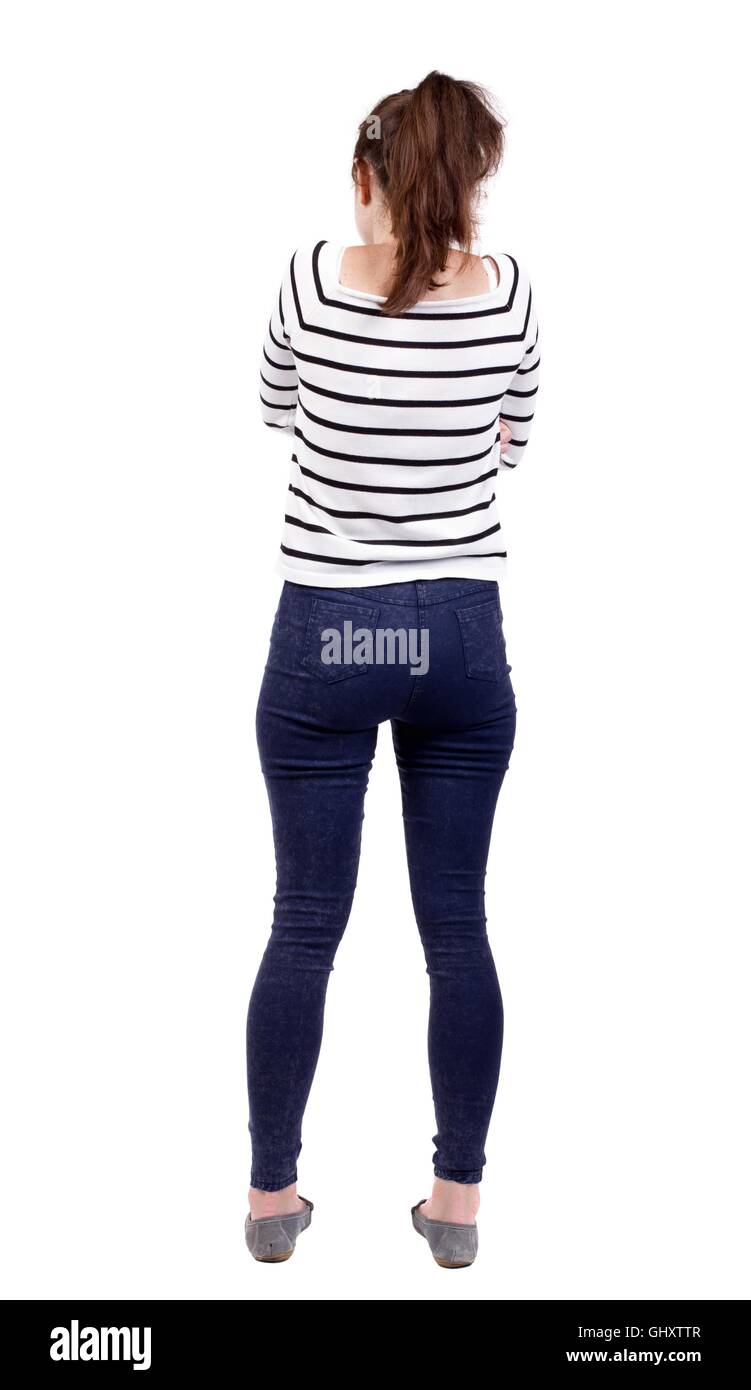 back view of standing young beautiful woman Stock Photo - Alamy