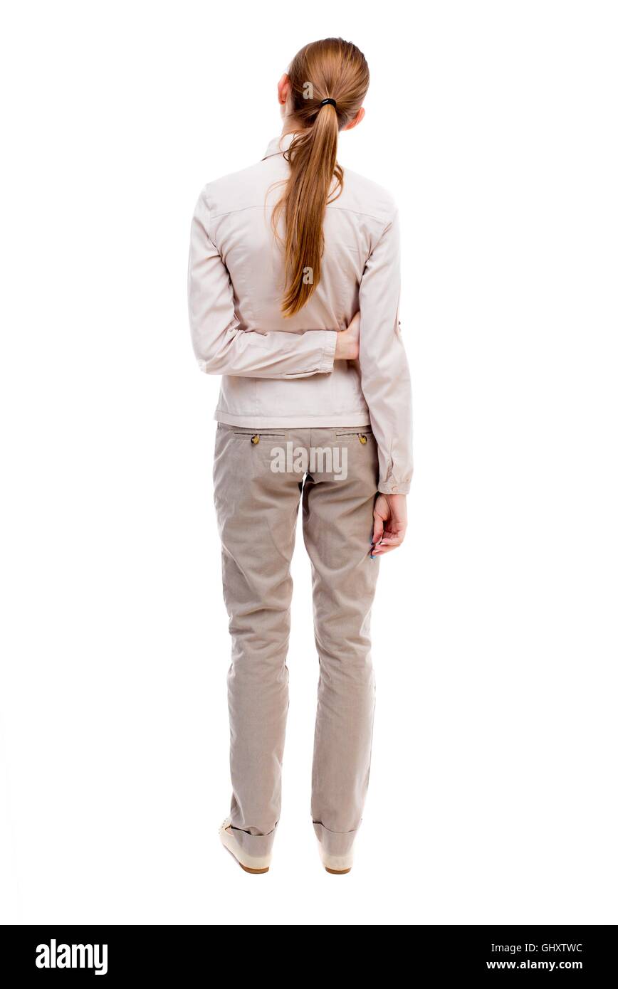 back view of standing young beautiful woman Stock Photo - Alamy