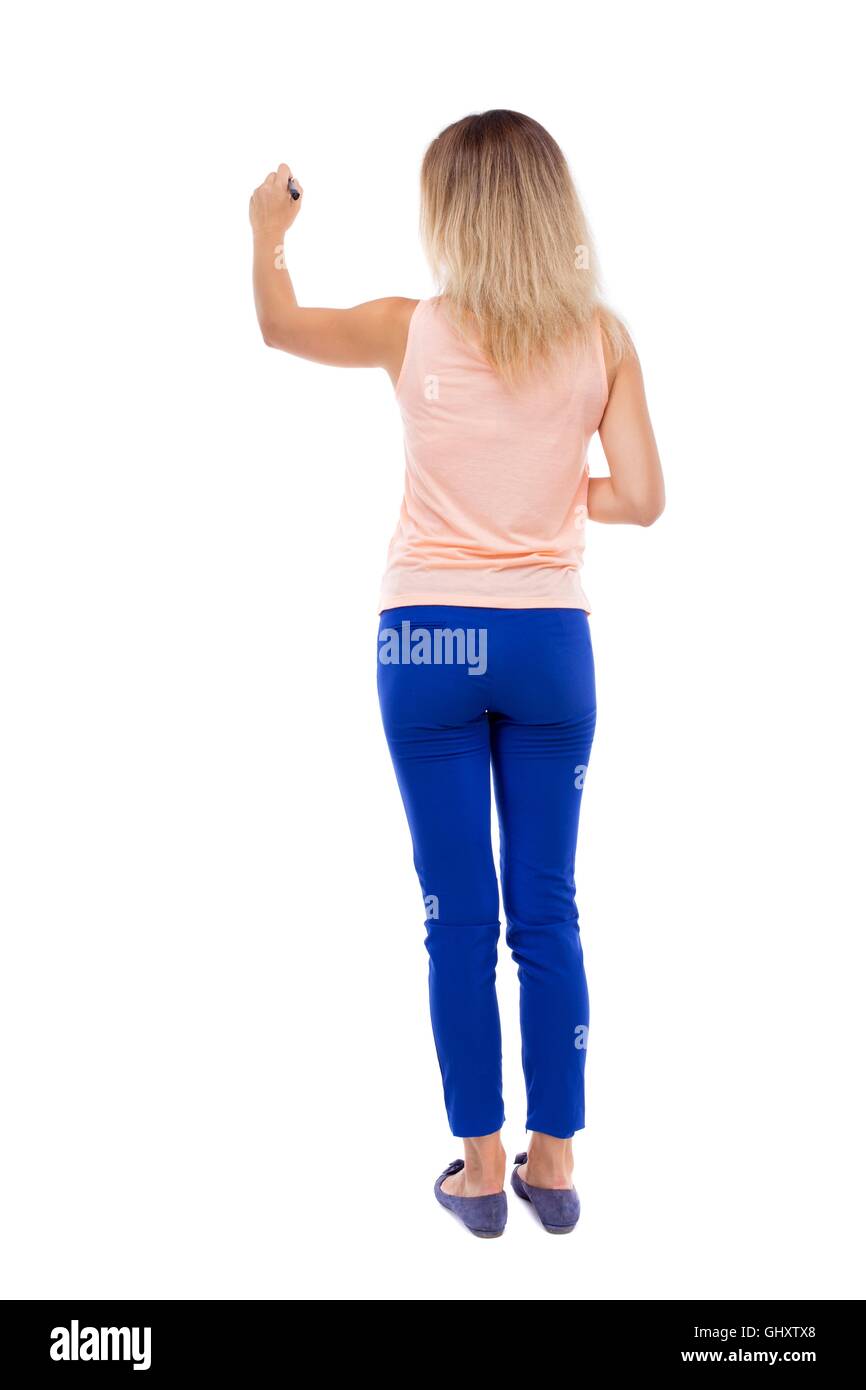 back view of writing beautiful woman Stock Photo - Alamy