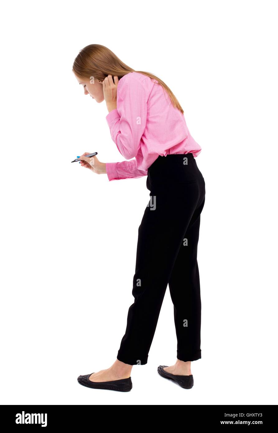 back view of writing beautiful woman Stock Photo - Alamy