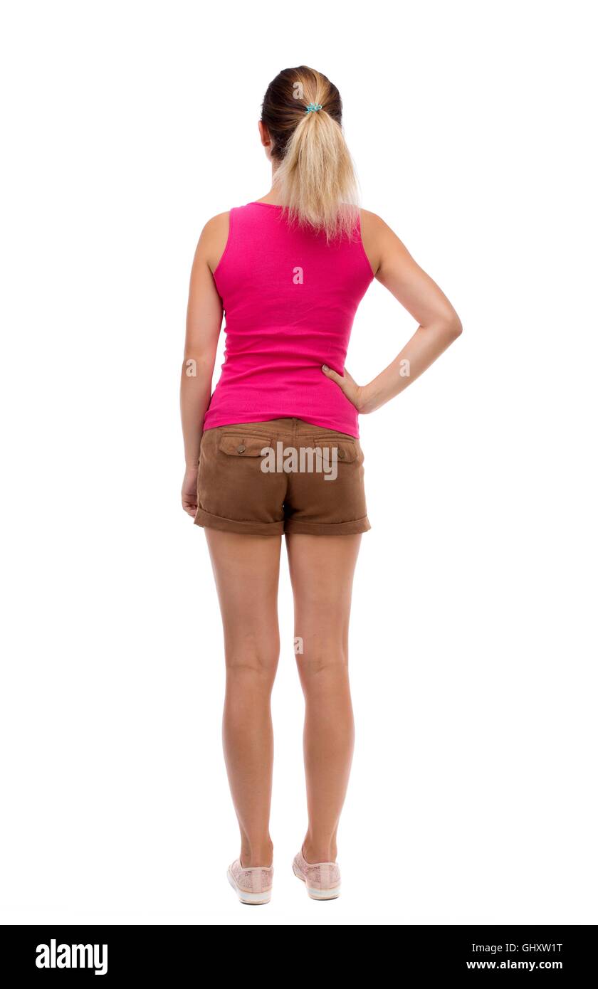 back view of standing young beautiful woman Stock Photo - Alamy