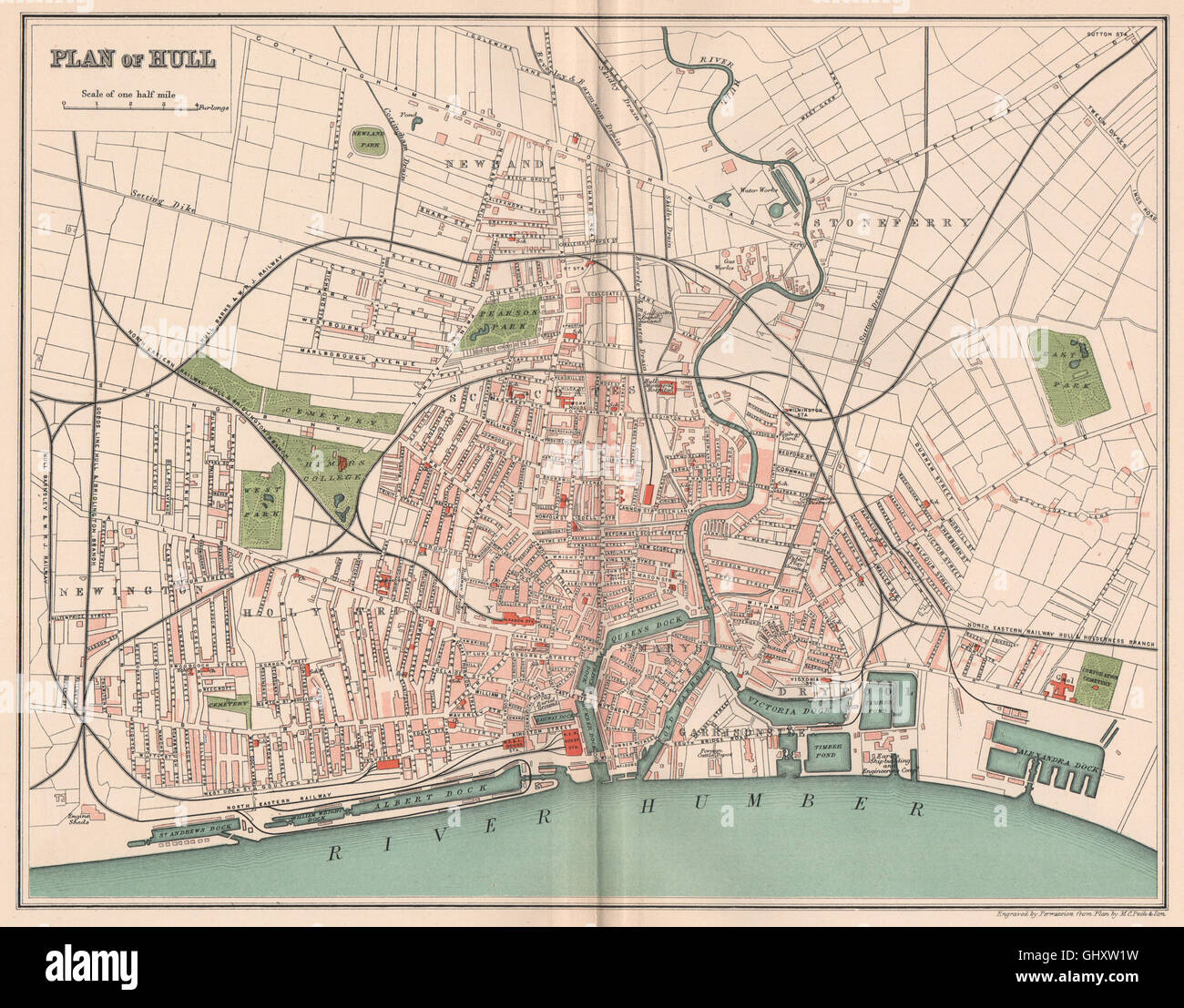 Hull antique town city map plan hi-res stock photography and images - Alamy