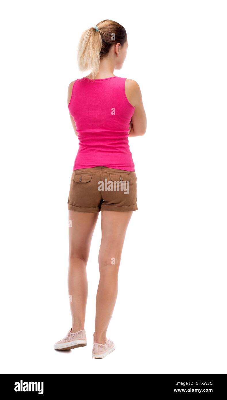 back view of standing young beautiful woman Stock Photo - Alamy