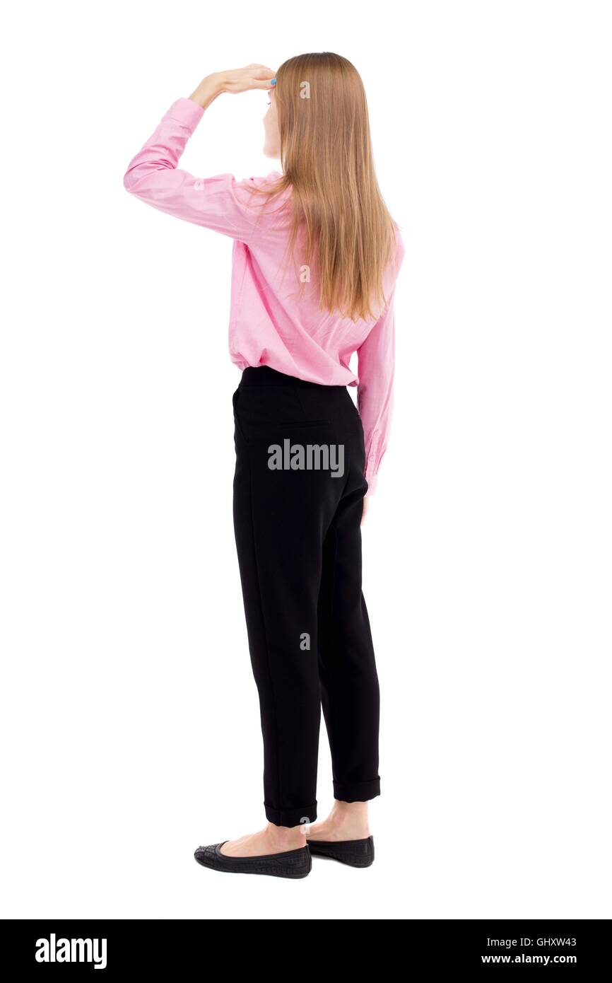 back view of standing young beautiful woman Stock Photo - Alamy