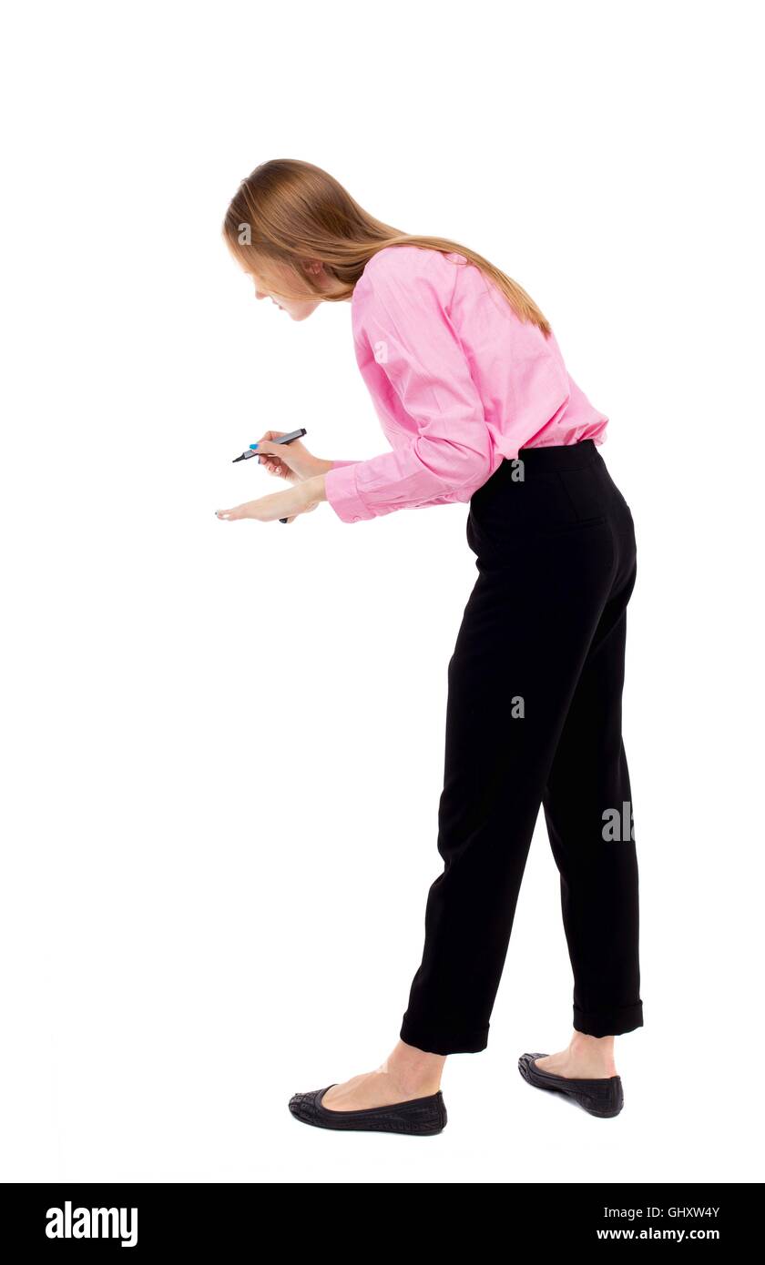 back view of writing beautiful woman Stock Photo - Alamy