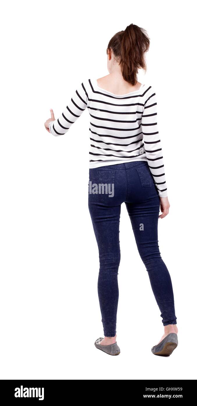 Woman standing looking down, rear view Cut Out Stock Images & Pictures ...