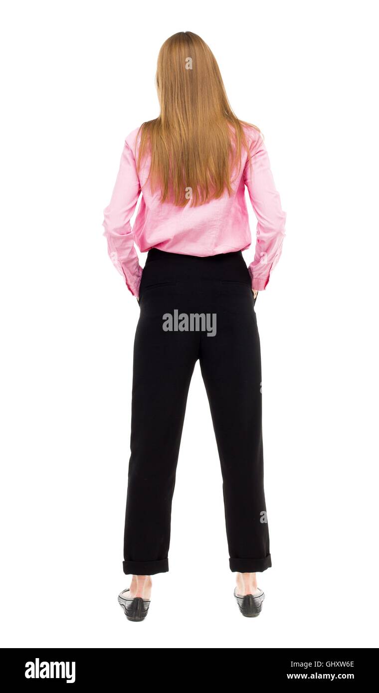 back view of standing young beautiful woman Stock Photo - Alamy