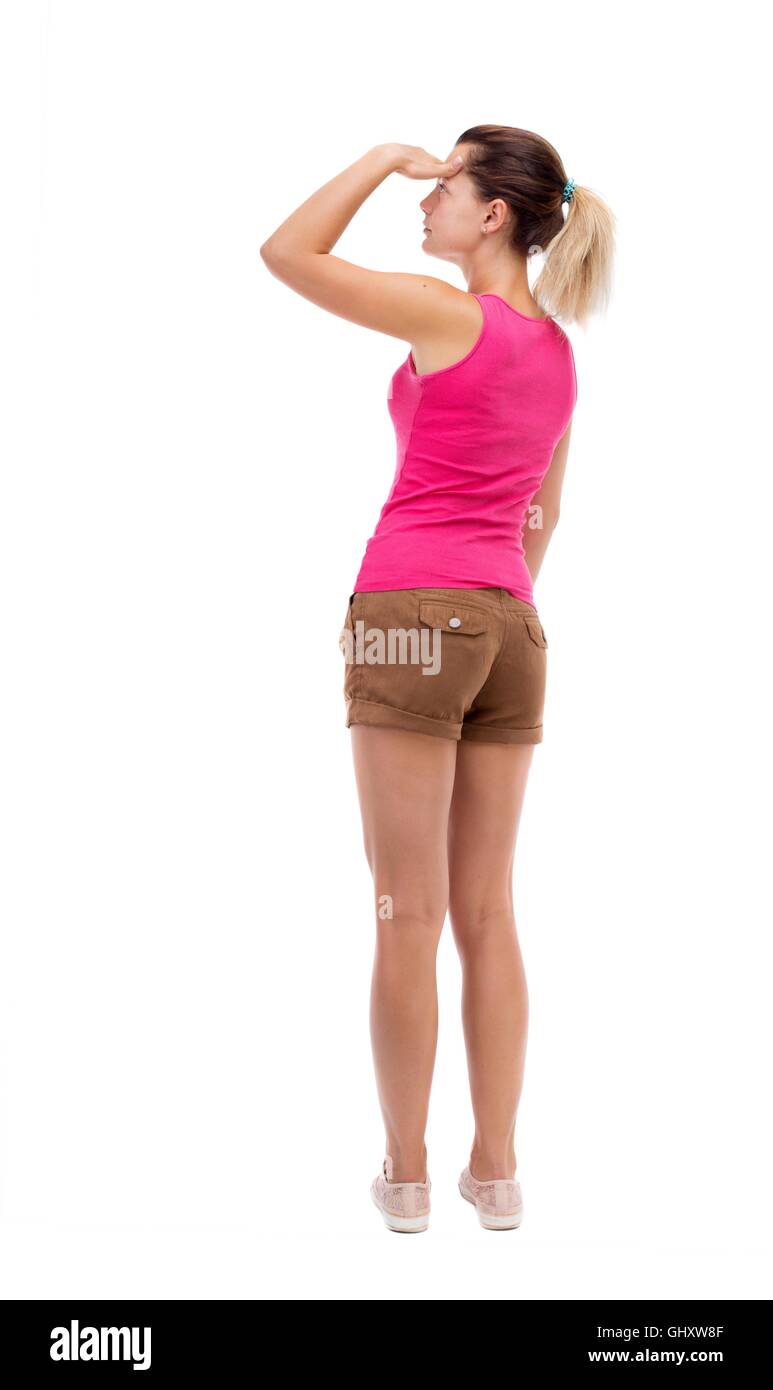 back view of standing young beautiful woman Stock Photo - Alamy