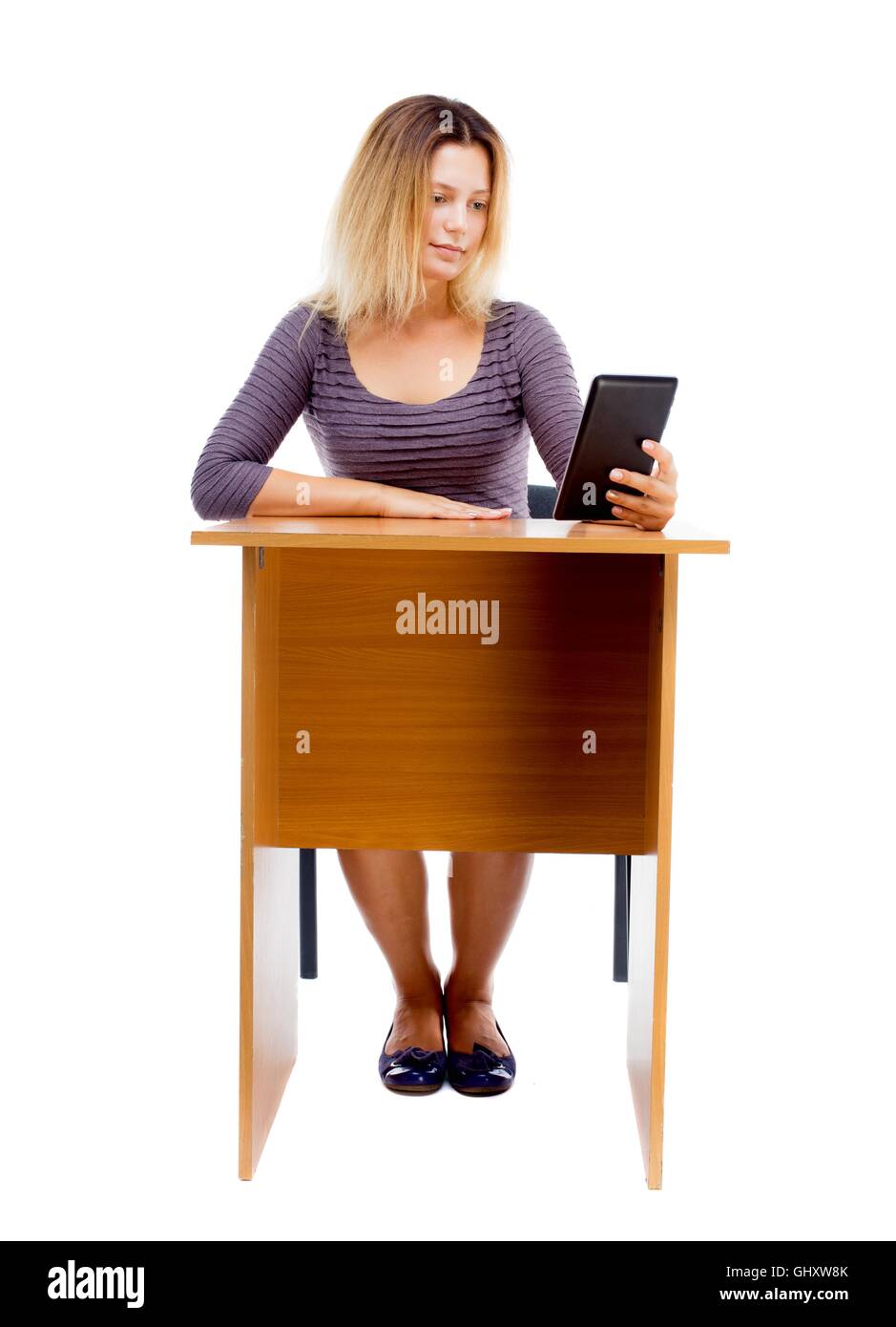 Female student sits table hi-res stock photography and images - Alamy