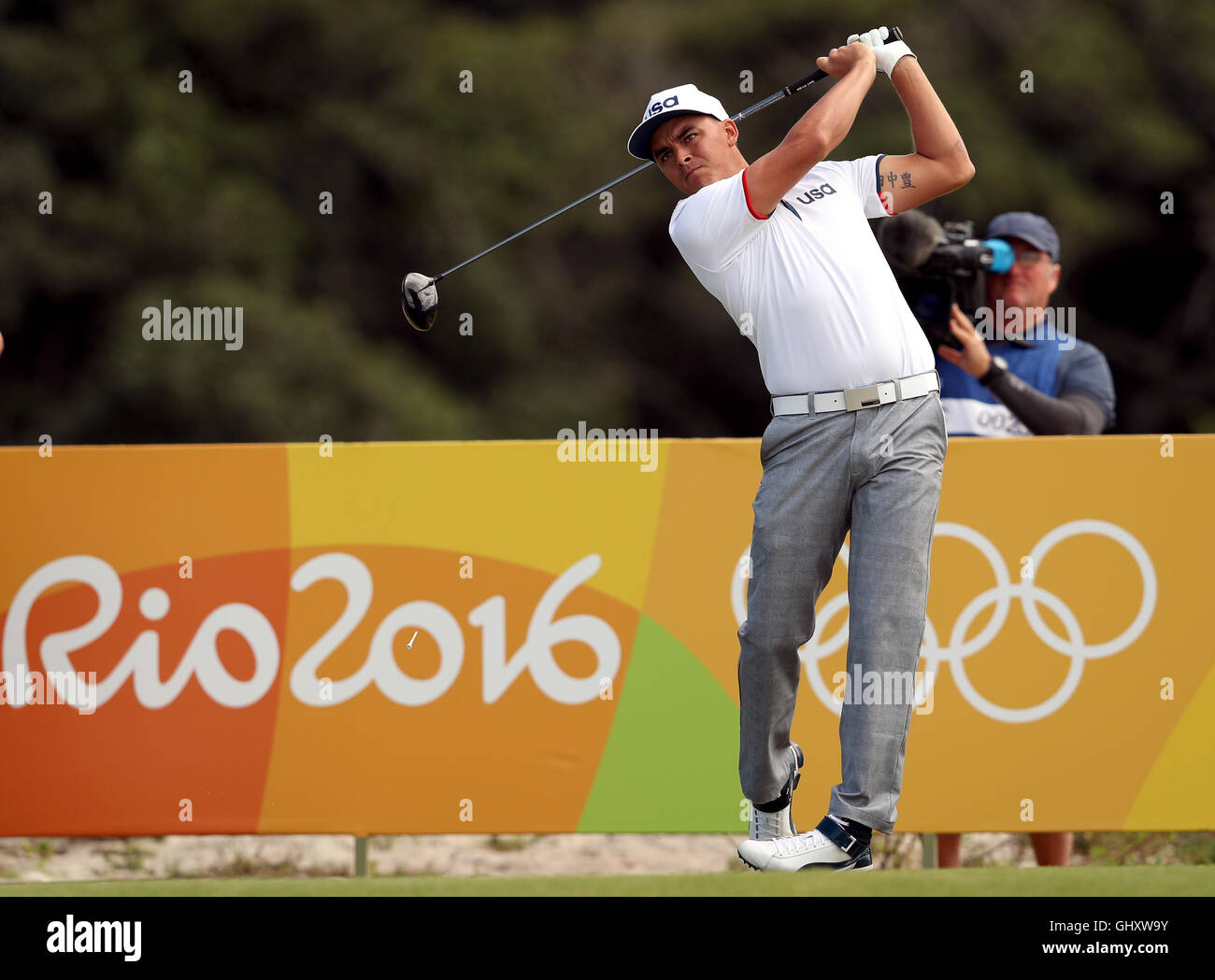 USA's Rickie Fowler in action during his first round of the Golf event ...