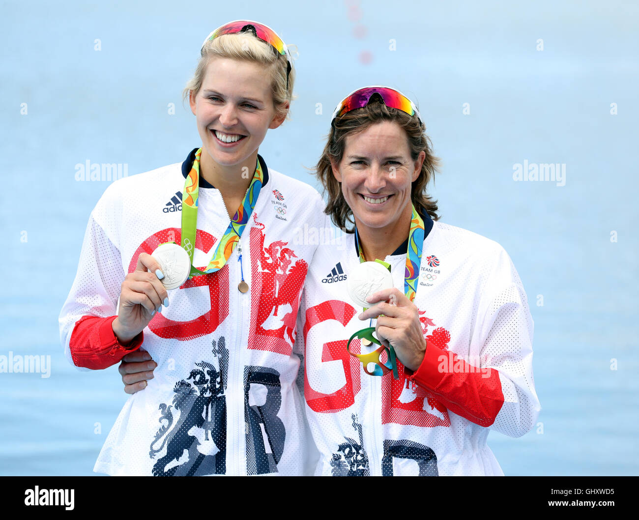 Silver medals following womens doubles sculls final hi-res stock ...