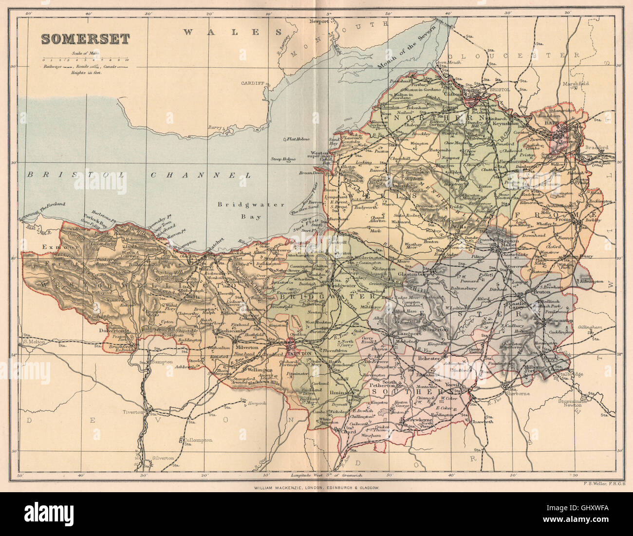 Somerset county map hi-res stock photography and images - Alamy